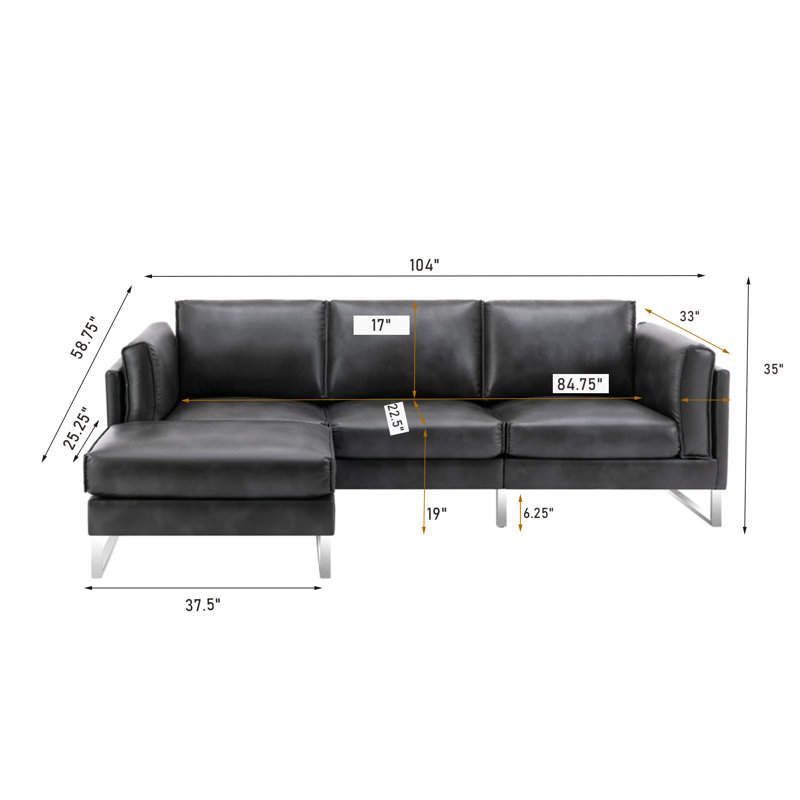 Wade Logan® Armiya 4 - Piece Chaise Sectional & Reviews | Wayfair